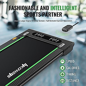 LYKOWENS Walking Pad Treadmill Under Desk, 16.9 inch Running Belt 2.5HP Walking Treadmill Under Desk with Remote Control, 300 Lb Capacity for Home, Office and Apartment