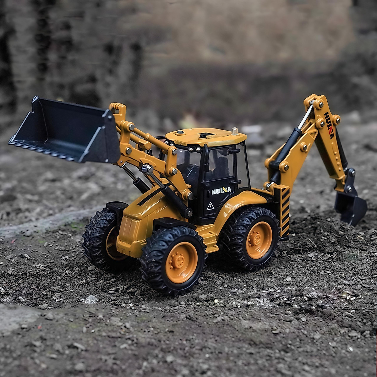 Gemini&Genius Backhoe Loader Toy for Kids- Loader with Changeable Front Loader and Backhoe Loader Construction Vehicle Toy 1/50 Scale 2 in 1 Digger and Loder Alloy Model Toys Vehicle Gifts for Kids