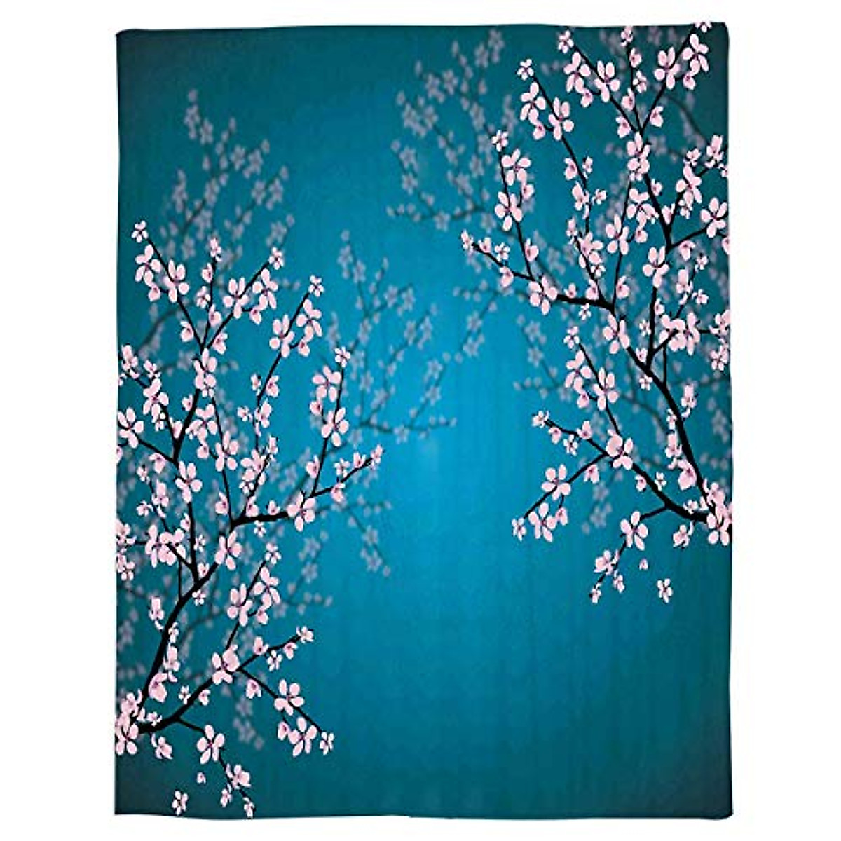 Heart Pain Soft Flannel Fleece Blanket Cherry Blossoms Breathable Throw Blanket Pink Blue Cozy Blanket for Couch Sofa Bed Living Room Suitable for All Season - 50x60 inch