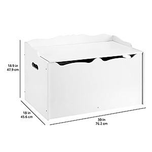 Amazon Basics Kids Toy Box, Wooden Organizer Storage Chest,White, 30" x 18" x 19"