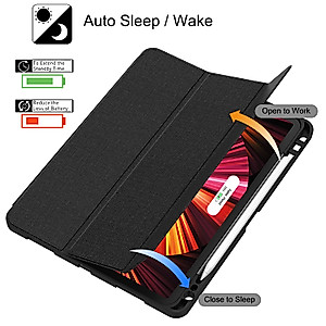 Soke for iPad Pro 11 Case (M2) 2022/2021/2020 with Pencil Holder - [Full Body Protection + Apple Pencil Charging + Auto Wake/Sleep], Soft TPU Back Cover for 2022 iPad Pro 11 inch(Black)