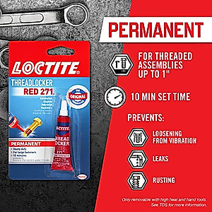 Loctite Threadlocker Blue 242 Nut/Bolt Locker & Threadlocker Red 271 Red 0.2 fl oz, 1 Tube