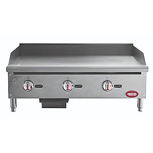 Kratos 29Y-005 36" Commercial Restaurant Gas Countertop Griddle, Manual Controls, 3 Burners, 90,000 BTU Output