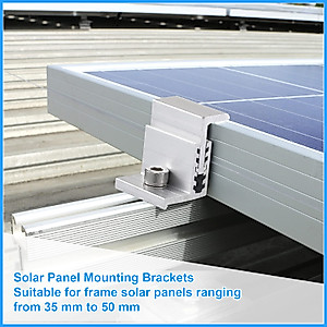 Zhengmy Solar End Clamp Solar Panel Mounting Z Bracket Mid Clamps Aluminum Rail End Clamps Adjustable Panels Grounding Gutter Kit for Solar Panel PV Mounting System Install Accessories (10 Pack)