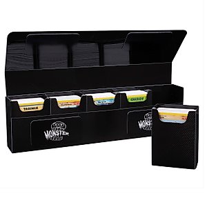 Monster Protectors Magnetic Five Deck Box - Black, Holds 375 Gaming TCGs, Self-Locking Closure, Compatible w Standard & Smaller Size Gaming Trading Cards, Removable Construction