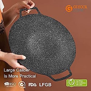 giyoca cook New Generation Die-casting 8 in 1 Korean BBQ grill pan, Non-stick Granite Coating, stovetops and Induction Compatible,Round Griddle pan, PFOA free Toxin free (Granite Black, 11.8 inches)