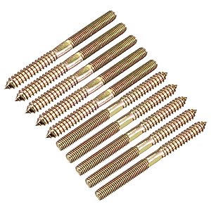 uxcell M10x120mm Hanger Bolts, 24pcs Double Head Thread Dowel Screws for Wood Furniture Connecting