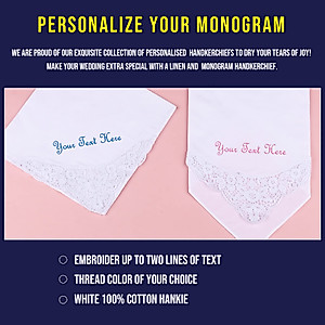 Sinseike Personalized Wedding Gift Embroidered Handkerchief, Custom Embroidered Wedding Day Bride Gift (Personalized)
