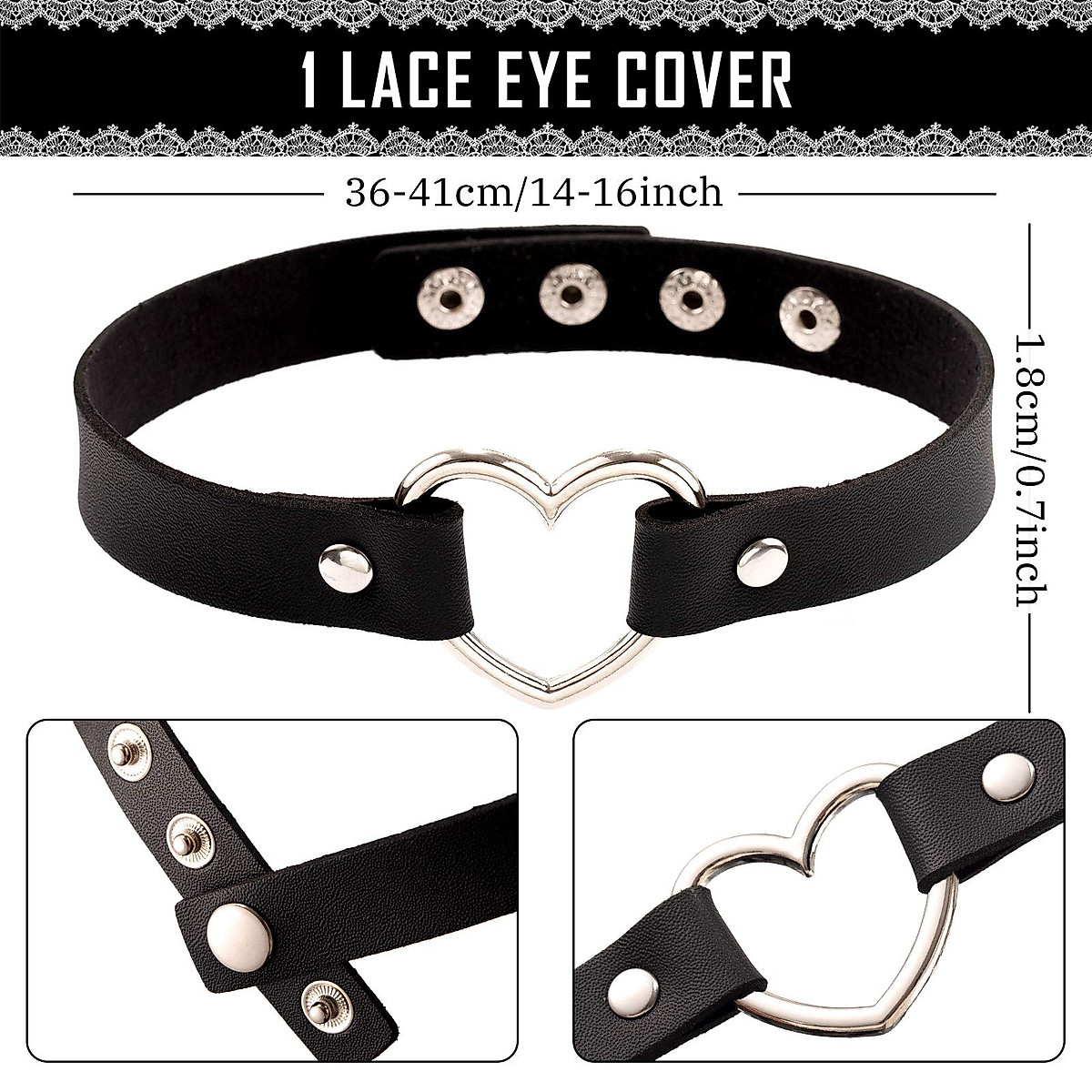 Whaline Black Cat Ear Headband with Bell Heart Chocker Necklace Girl Plush Furry Cat Ear Hair Band for Girl Women Adult Cosplay Party Fancy Dress Halloween Drama, 2Pcs