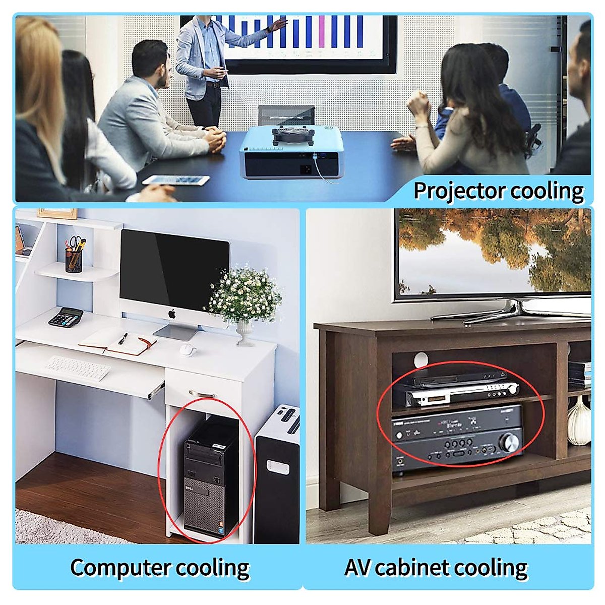 USB Computer Fan Electronics Cooling Fan DC 5V 80mm Computer Fan USB Cooling Fan for Computer Case CPU Routers Receiver Cabinets Cooling (2 Pack)