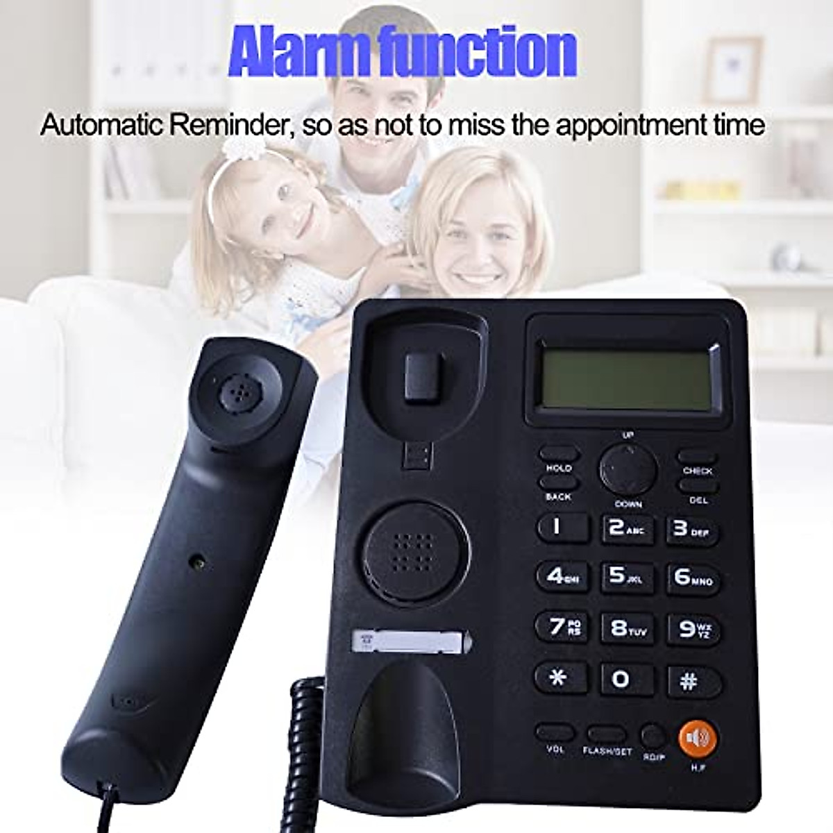 Desktop Telephone with Display Screen, Fixed Telephone with LCD Brightness Adjustable, Desktop Telephone with Hands-Free Function