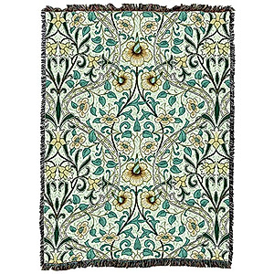 Pure Country Weavers William Morris Daffodil Meadow Blanket - Arts & Crafts - Gift Tapestry Throw Woven from Cotton - Made in The USA (72x54)