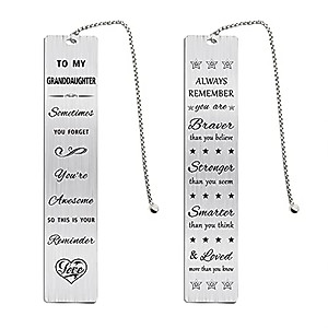 Jzxwan Granddaughter Gifts from Grandma and Grandpa，Personalized Birthday Graduation Gifts for Granddaughter, Sometimes You Forget You're Awesome Bookmark for Granddaughter