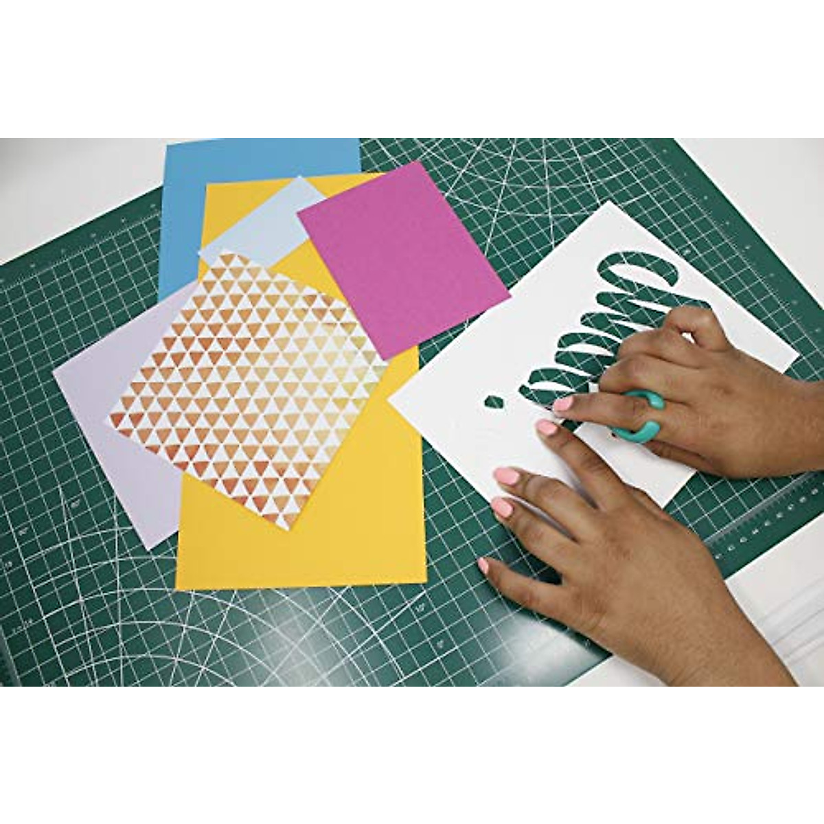 Excel Blades K71 Fingertip Craft Knife - 7 Inch Ergonomic Hobby Knife With Finger Loop - Crafting Supplies - Scrapbooking Knife and Cutting Tool For Precision Cutting and Trimming - Green Teal