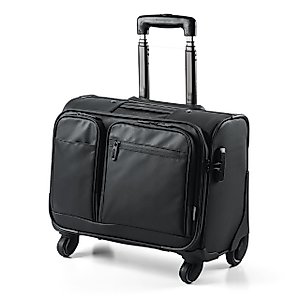 SANWA Rolling Laptop Bag with Lock, 22L Cabin Size, Water Resistant, Overnight Computer Briefcase on Wheels, Business & Travel &Carry On Luggage Bag with Telescoping Handle, 14-inch PC, for Men Women