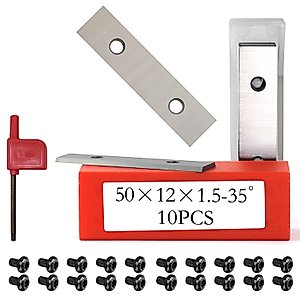 50mm 2" Carbide Scraper Blades Carbide Inserts 2 Edges Rectangle, Paint Scraper Blades for Handheld Scrapers Spiral Helical Planer Cutter Heads Flush Router Bits, 50x12x1.5mm 10pcs