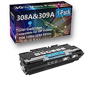1-Pack (Cyan) Compatible 3550 Printer Toner Cartridge High Capacity Replacement for HP (Q2671A) 308A Toner Cartridge