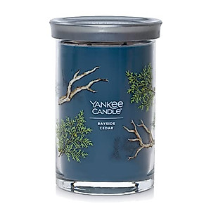 Yankee Candle Bayside Cedar Scented, Signature 20oz Large Tumbler 2-Wick Candle, Over 60 Hours of Burn Time