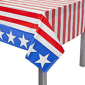 3 Pack American Flag Plastic Table Covers for Independence Day, Patriotic 4th of July Party Decorations (54 x 108 In)