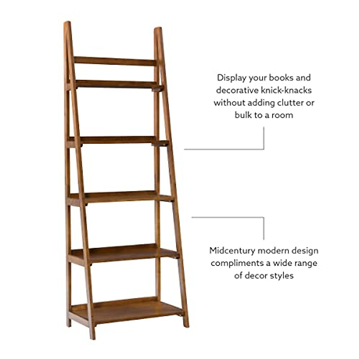 Melissa Mid-Century Bookcase, Walnut by Linon Large