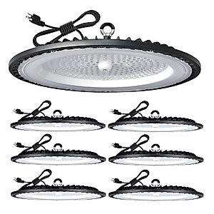 ONLYLUX LED High Bay Light 200w, LED Garage Lightsing, LED Shop Lights 5000K Daylight 30000LM 6 Pack, UFO LED Highbay Lights with US Plug, IP65 Commercial Bay Lighting, for Warehouse, Garage