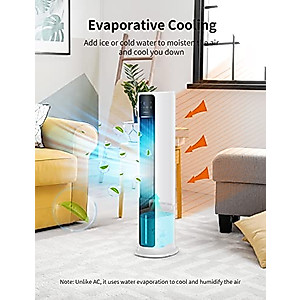 3-1 Evaporative Air Cooler, 43''Bladeless Tower Fan with Cooling & Humidifying Function, 1.8 Gal Removable Water Tank 60°Oscillating Swamp Fan 3 Speeds 10H Timer, Remote Control for Home Office