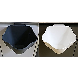 NEED&NEED Kitchen Sink Garbage Basket Multi-Functional Hanging Trash Can Scraps Containers Organizer Countertop Basket Ivory & Black (Pack of 2)