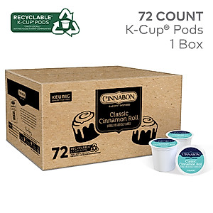 Cinnabon Classic Cinnamon Roll, Single-Serve Keurig K-Cup Pods, Flavored Coffee, 12 Count (Pack of 6)