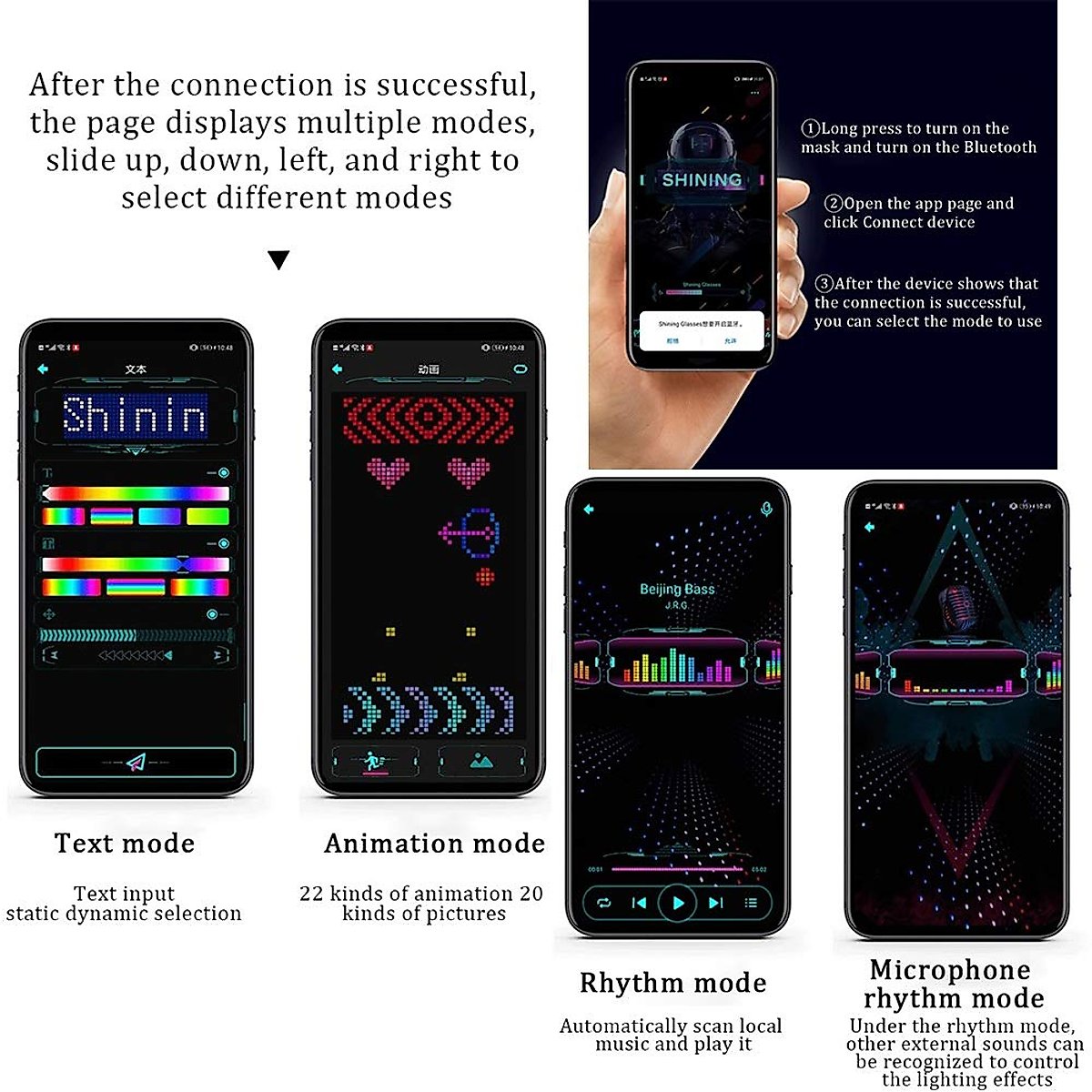 Keledz Multi-Language Bluetooth LED Smart Cap, Customized Bluetooth Hat Mobile APP Control Editing LED Display Hat Led Lamp Word (Text, Music, Image, Drawing) for Party Club Christmas Halloween