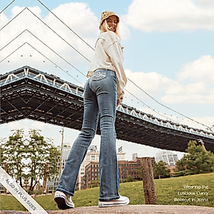 WallFlower Women's Luscious Curvy Bootcut Mid-Rise Bling Insta Stretch Juniors Jeans (Standard and Plus), Paola, 13