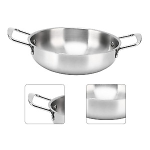 Korea Noodle Pot, Fast Heating Stainless Steel Ramen Cooking Stockpot,Binaural Pasta Pots Kitchen Cookware for Paghetti Soup Porridge Noodle(20cm)