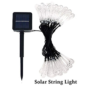 Berocia Solar String Lights Outdoor Waterproof, 20ft 30 LED 8 Modes Outdoor Water Drop Solar Powered String Lights for Patio, Solar Garden Lights for Yard Porch Wedding Party Decoration