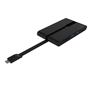 PNY 9 in 1 Mini Portable USB-C Power Hub with Integrated USB-C Cable for USB-C Compatible Devices with 2xUSB-C Ports, 2xUSB-A 3.1 Ports, 1xHDMI Port, 1xVGA Port, SD/microSD Slots, PNY Mini USB-C Hub