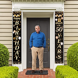PAKBOOM Happy Birthday Cheers to 50 Years Black Gold Yard Sign Door Banner 50th Birthday Decoration Party Supplies