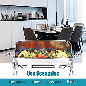 ORDINNER KIT Chafing Dish Buffet Set Server Stainless Steel Chafing Dishes Oven Safe Glass Rectangle Food Warmer for Parties 2.9L