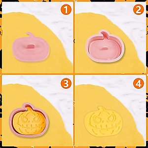 Tuxxzis 8 Pcs Halloween Cookie Cutters Set, 3D Pumpkin, Spooky Cat, Spider, Bat, Witch Hat, Ghost, Tombstone, Horror Castle Cookie Cutters for Party Baking Decoration