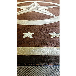 Americana Texas Star Area Rug Lone Star Dark Brown Design 5457 (5 Feet 2 Inch X 7 Feet 3 Inch)
