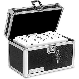Vaultz Lockable Index Card Holder - Flash Card Organizer for Recipes, Passwords or Studying Holds 450 4x6 Notecards - Index Card Box Study Accessories, Black