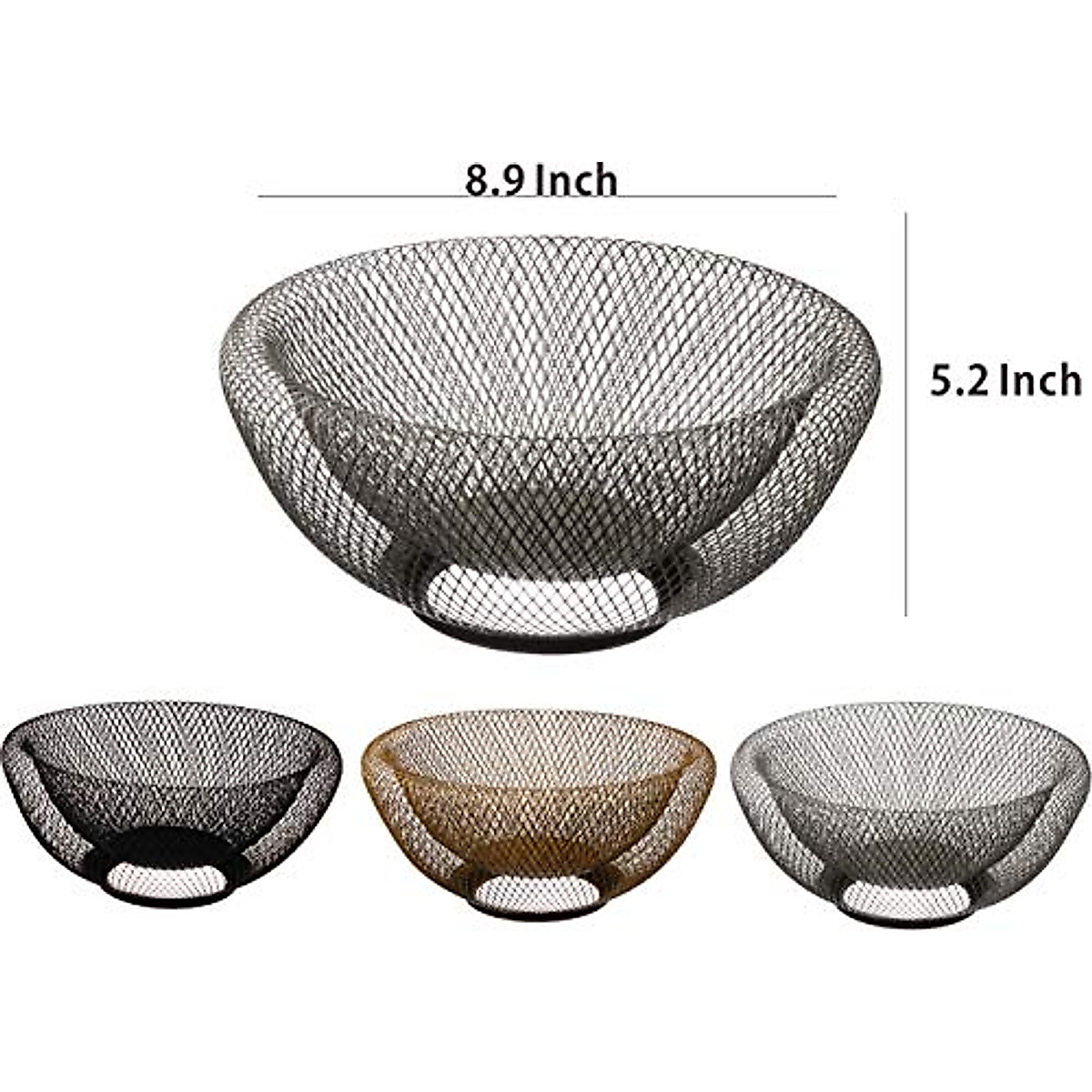 Cq acrylic Fruit Basket For Kitchen Counter,Fruit Basket With Banana Hanger For Kitchen Countertop,Fruit and Vegetable Storage Holder,Silver Metal Wire Modern Standing Fruit Basket