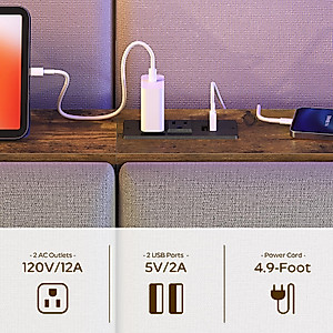 YATINEY Headboard King Size, King Headboard Only with Storage Shelf, Removable Upholstered Head Boards with Charging Station, Sturdy and Stable, Rustic Brown, Grey and Black