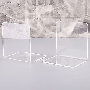 PRVDV Adjustable Bookends 2Pcs Clear Acrylic Bookends L-Shaped Desk Organizer Desktop Book Holder School Stationery Office Decorative Accessories