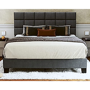 Fluest Queen Bed Frame Upholstered Bed Frame Platform with Adjustable Headboard Linen Fabric Tufted Headboard Wooden Slats Support/No Box Spring Needed/Easy Assembly/Mattress Foundation, Grey
