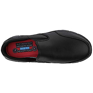 Skechers Men's Bronwood Food Service Shoe, Black Leather, 13