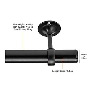 Amazon Basics Curtain Rod Ceiling-Mount Bracket, Set of 2, Black