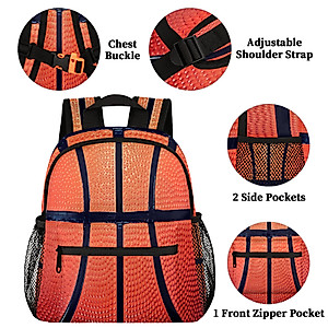 Basketball Backpack for Boys, 12 In Kids Toddler Backpack Sport Ball Kindergarten Preschool Bookback Travel Bag Snack Bag with Chest Strap for Children