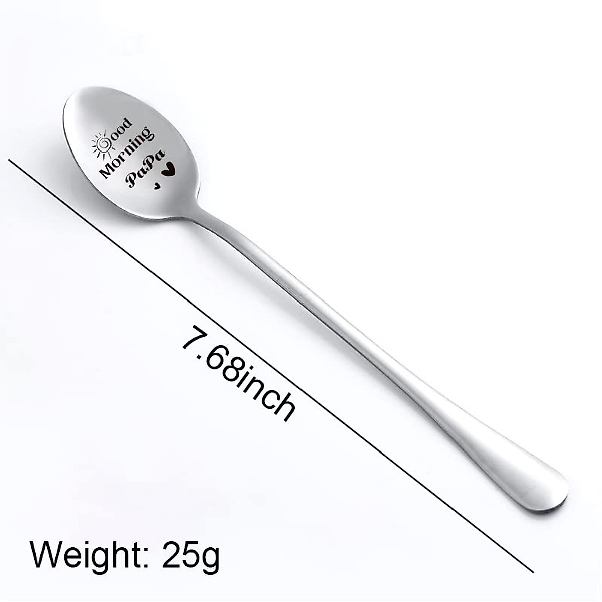 Papa Gifts from Grandchildren Grandaughter Grandson Good Morning Papa Spoon Engraved Papa Birthday Fathers Day Gift for Grandpa Dad Christmas Gifts Papas Coffee Spoon