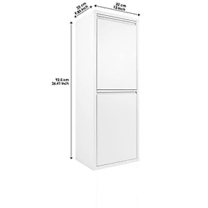 Kaser Metal Garbage Cabinet - 2 Drawer | 2x4 Gallon Plastic Bins with Metal Handle, Trash Can | Waste Separation - Kitchen Recycling