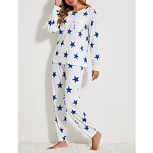Ekouaer Pajamas Set for Women Soft Comfy Pjs Sets Long Sleeve Sleepwear Loungewear S-XXL