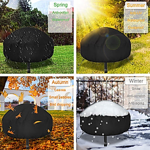 LBTING Fire Pit Cover, 22 inch Cover for 18-22 inch Round Firepit, Waterproof Windproof Dustproof UV-Resistant Heavy Duty Cover for Outdoor Patio Firepit Table - Black