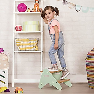 B. spaces by Battat – Kids Wooden Two Step Stool – Peek-A-Boost – Mint & Wood